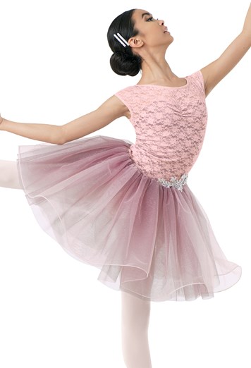 Weissman® | Glitter-Lace Cap-Sleeve Ballet Dress