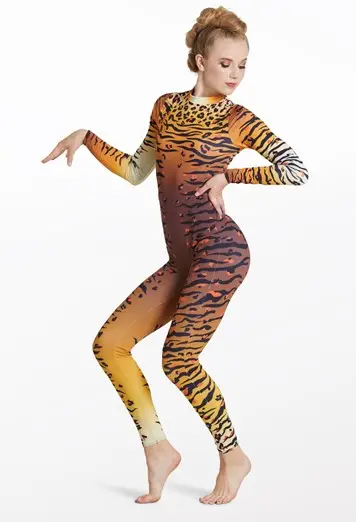 Long Sleeve Jungle Cat Printed Unitard | Weissman®