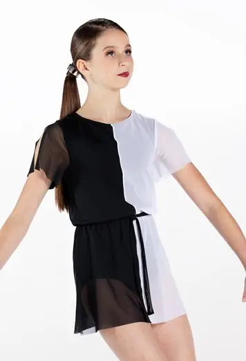 Color Split Mesh Mini Dance Dress | Weissman®