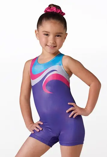Kids Metallic Print Racerback Biketard | Weissman®