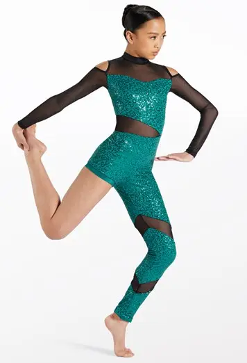 Sequin And Mesh Illusion Unitard | Weissman®