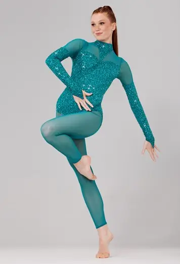 Sequin Angled Point Sleeve Unitard | Weissman®