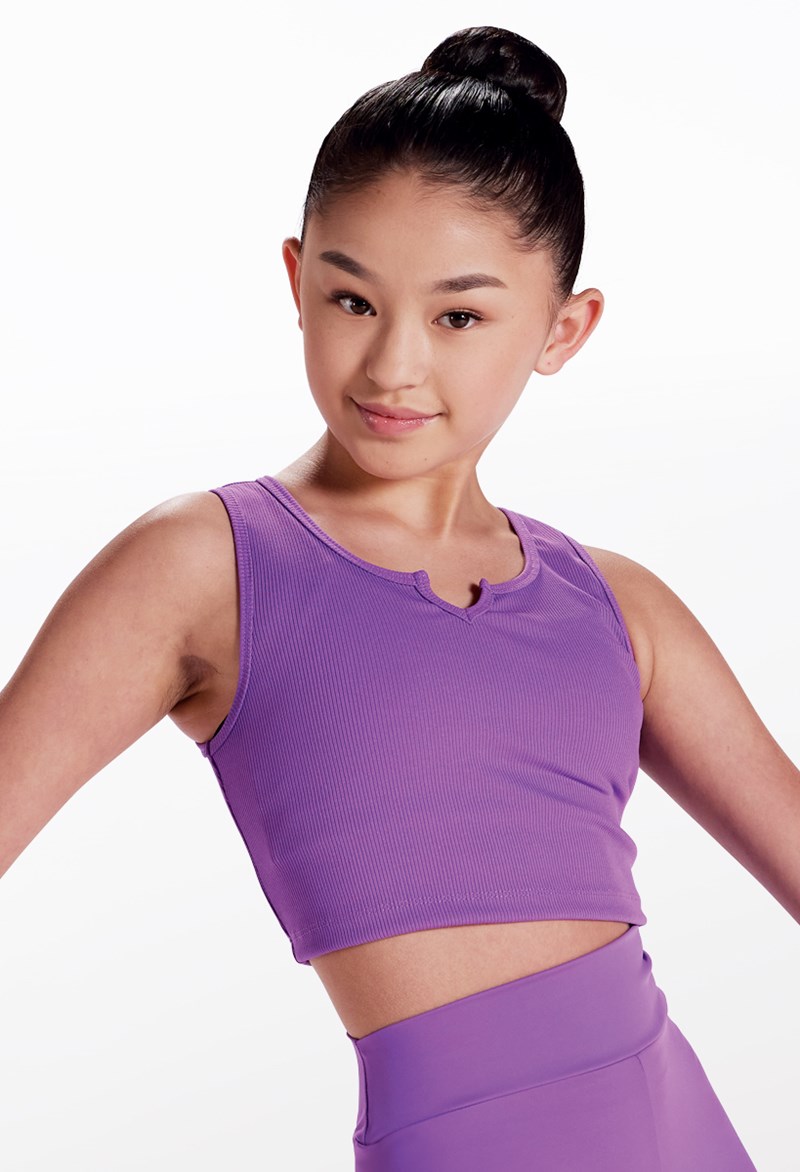 Rib Knit Notch-Neck Crop Top For Dance | Weissman®