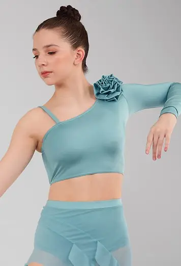 Rosette One Shoulder Dance Crop Top | Weissman®