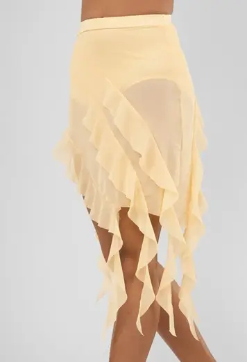 Mesh Asymmetrical Cascade Skirt | Weissman®