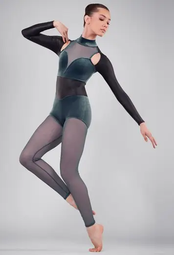 Velvet and Pleather Shrug Unitard | Weissman®