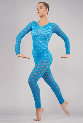Lace Curved Plunge Unitard for Dance | Weissman®