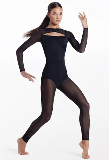 Ruched Cutout Neckline Dance Unitard | Balera™