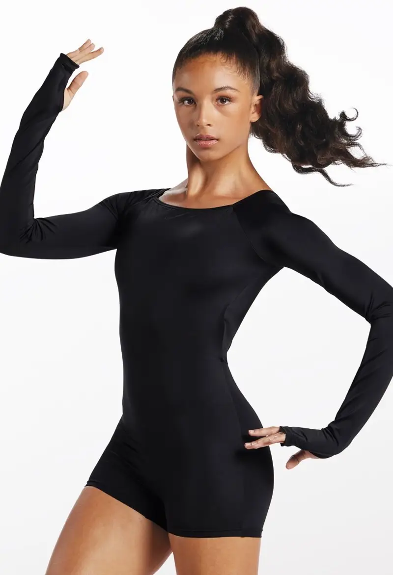 Long Sleeve Square Neck V-Back Biketard | Balera™