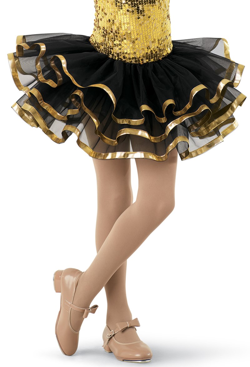 Weissman™ | Three Tier Tutu with Gold Ribbon Trim