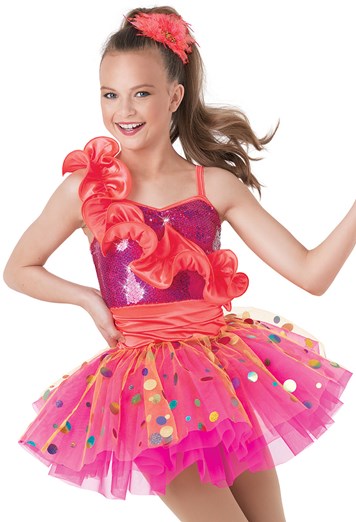 Weissman™ | Curly Hem Ruffle Polka-Dot Party Dress