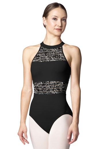 Printed Mesh Stripe Open Back Leotard |Bloch™