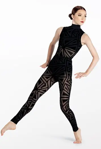 Flocked Sheer Mesh Dance Unitard | Weissman®