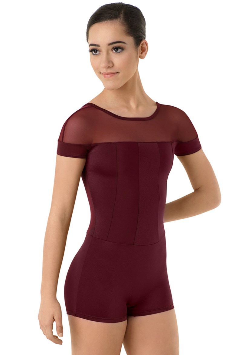 Dance Biketard With Mesh Yoke Body Wrappers