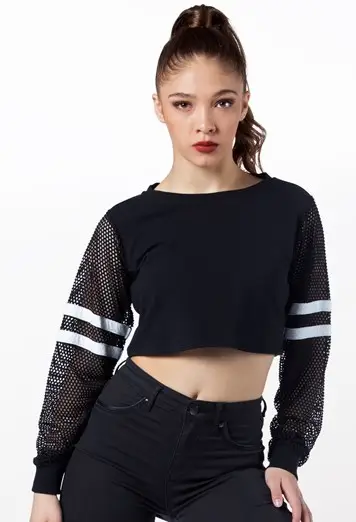 Sporty Mesh Long Sleeve Dance Crop Top | Balera™